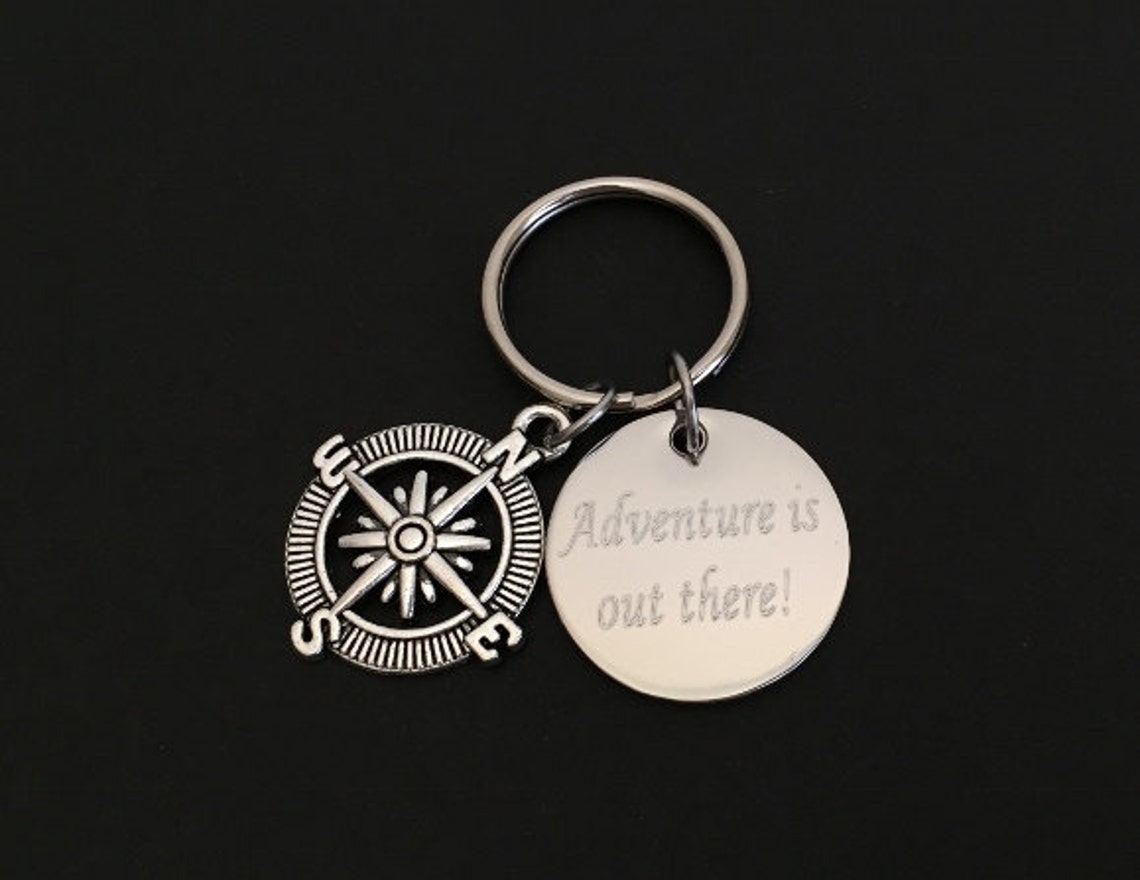 Personalized Compass Key Chain. Stainless Steel Key Chain. | Etsy