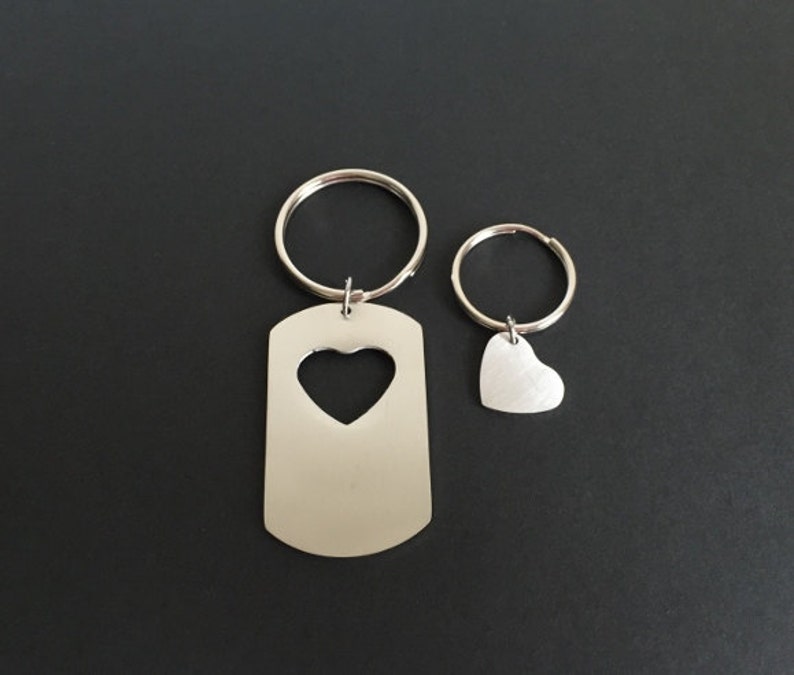 Two Personalized Key Chains.stainless Steel Heart Key - Etsy