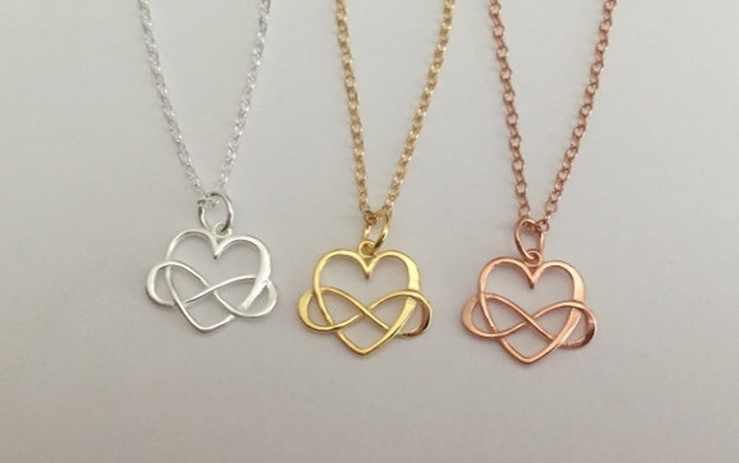 Infinity Heart Necklace. Sterling Silver. Gold. Rose Gold. - Etsy