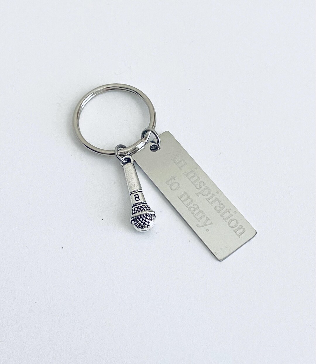 Personalized Microphone Key Chain. Customized Stainless Steel Tag. Name ...