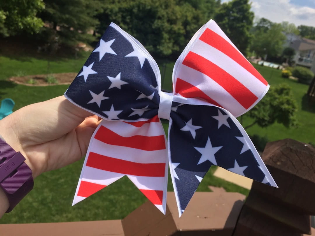 American Flag Cheer Bow - Etsy