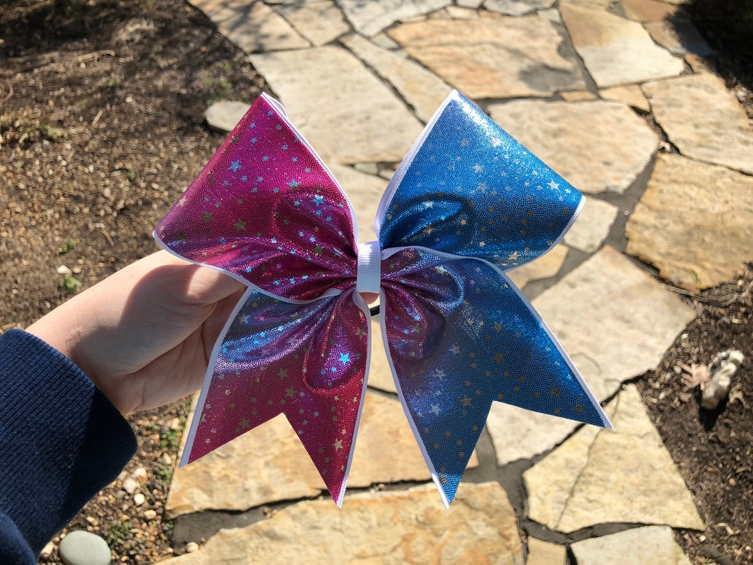 Pink and Blue Stars Cheer Bow - *color Placement Varies* - Etsy