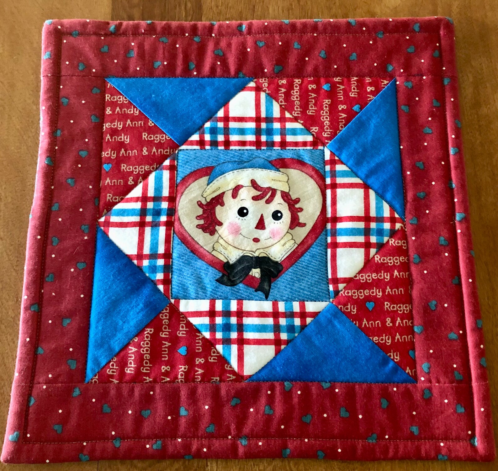 Raggedy Ann and Andy Mug Rugs Set of Two Quilted Patchwork Vintage ...