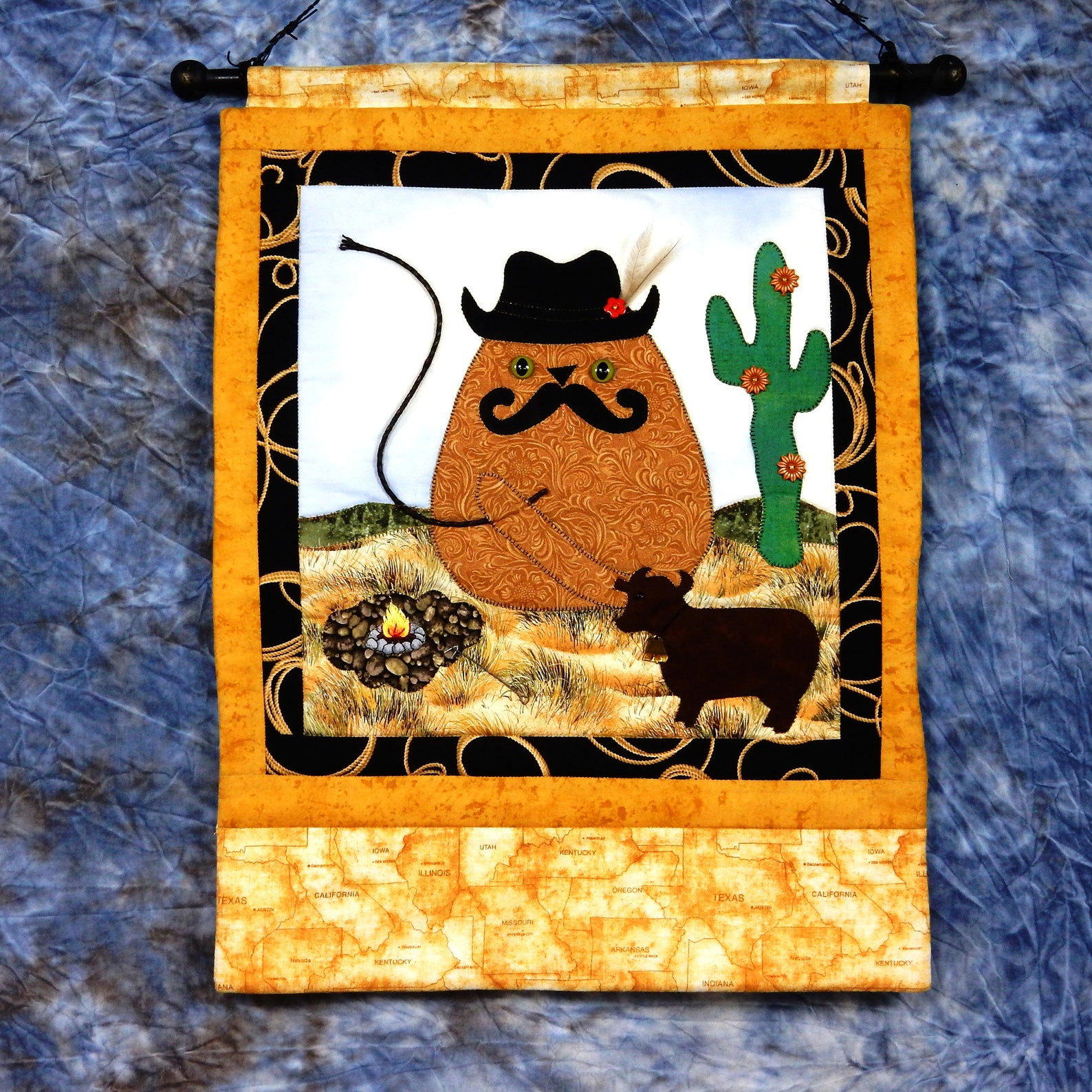 Cowboy Kitty Art Wall Hanging - the Cattle Rustler - Etsy