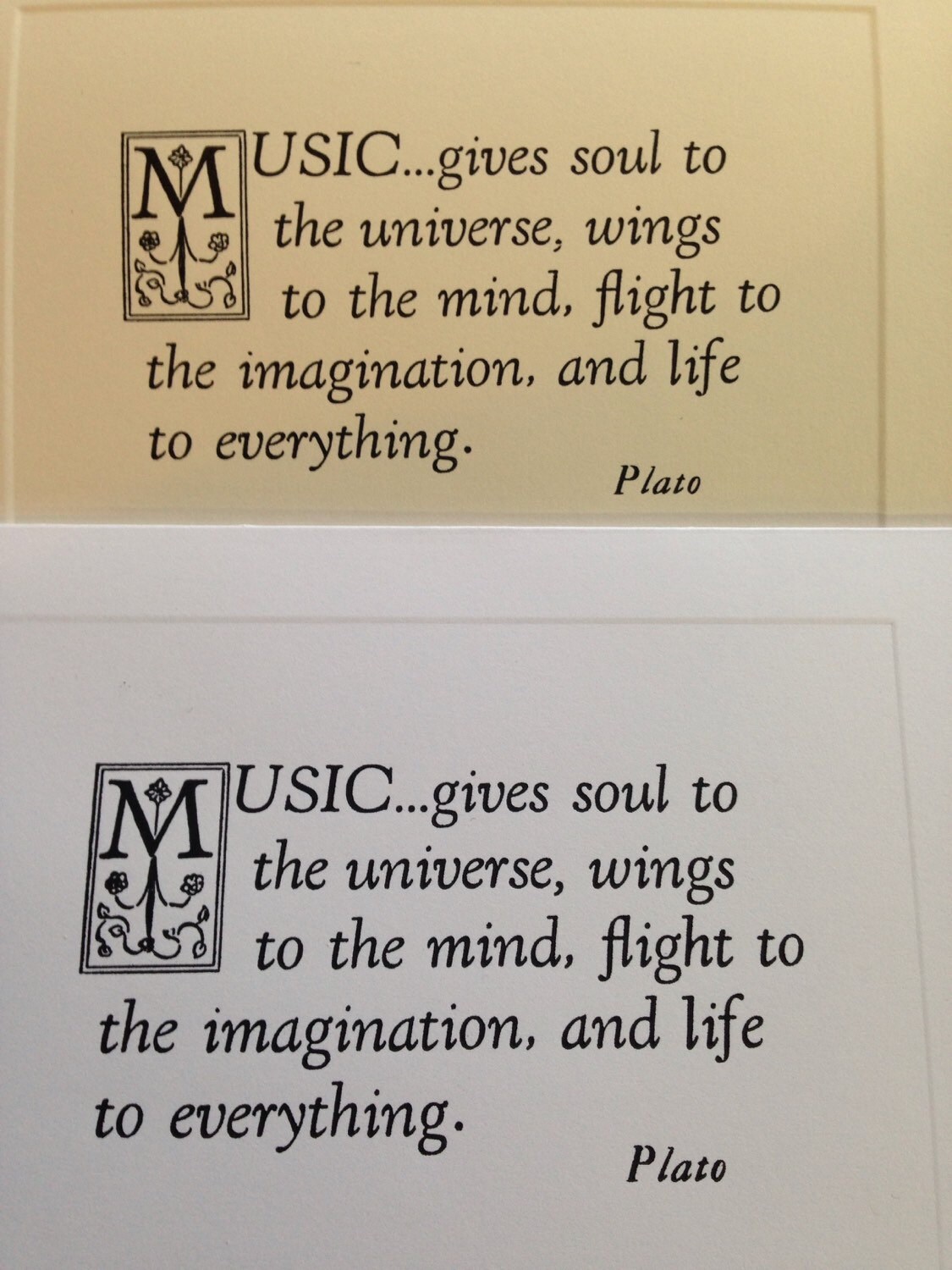 Ten Letterpress Note Cards "music Quote" - Set of 10 Cards With ...