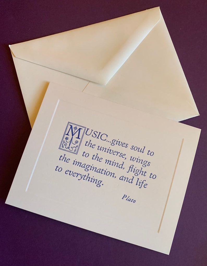 Ten Letterpress Note Cards "music Quote" - Set of 10 Cards With ...