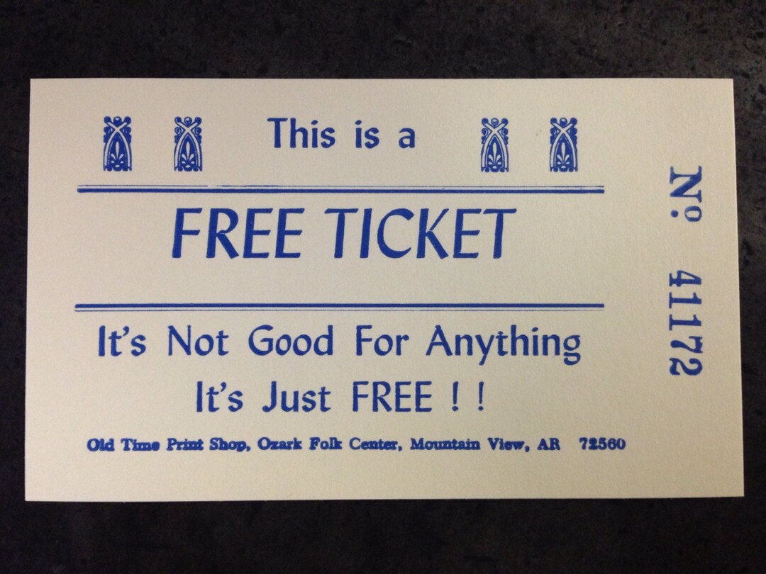 100 Free Tickets Letterpress Printed and Numbered Package of 100 ...