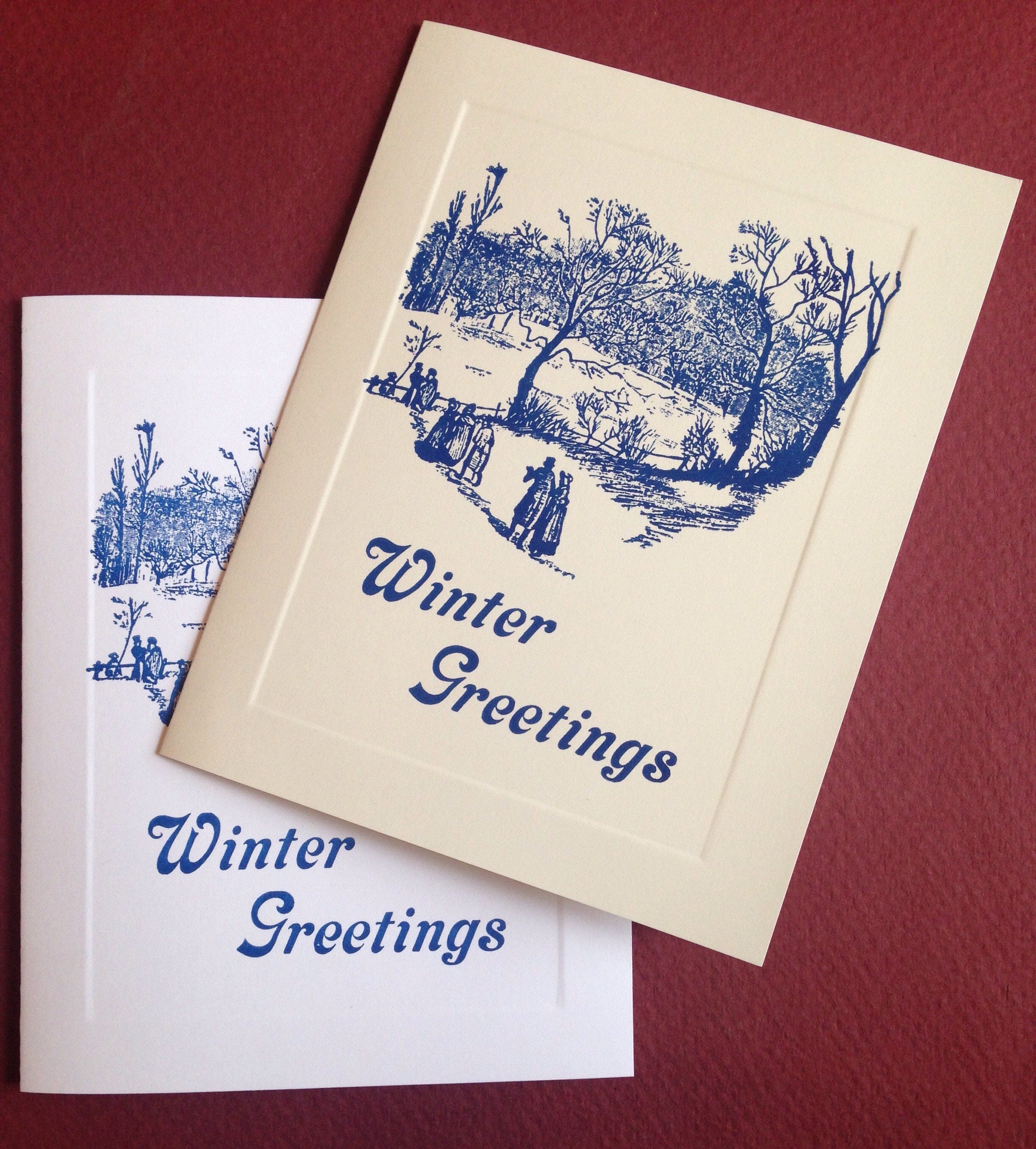 Ten Letterpress Seasonal Note Cards "winter Greetings" - Set of 10 ...