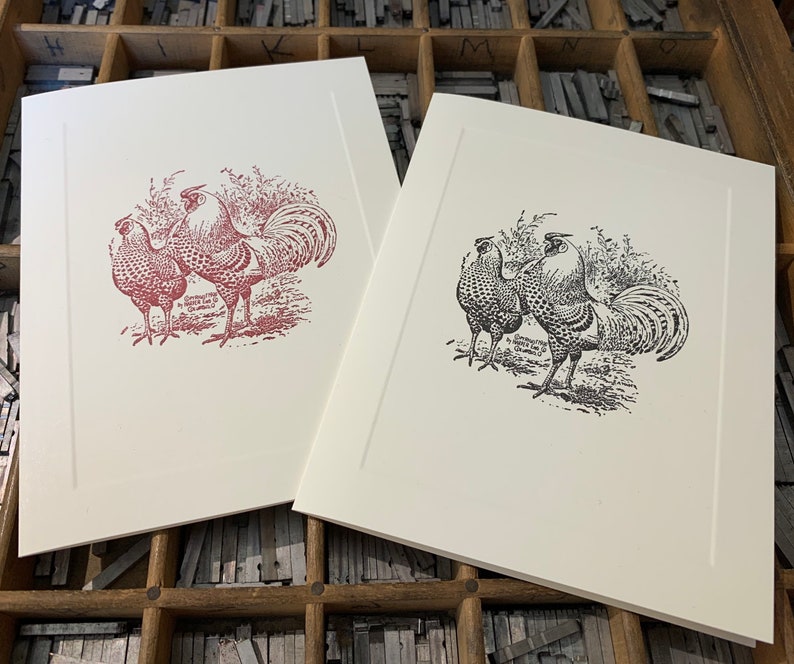 Ten Letterpress Note Cards rooster & Hen Set of 10 Cards With Matching ...