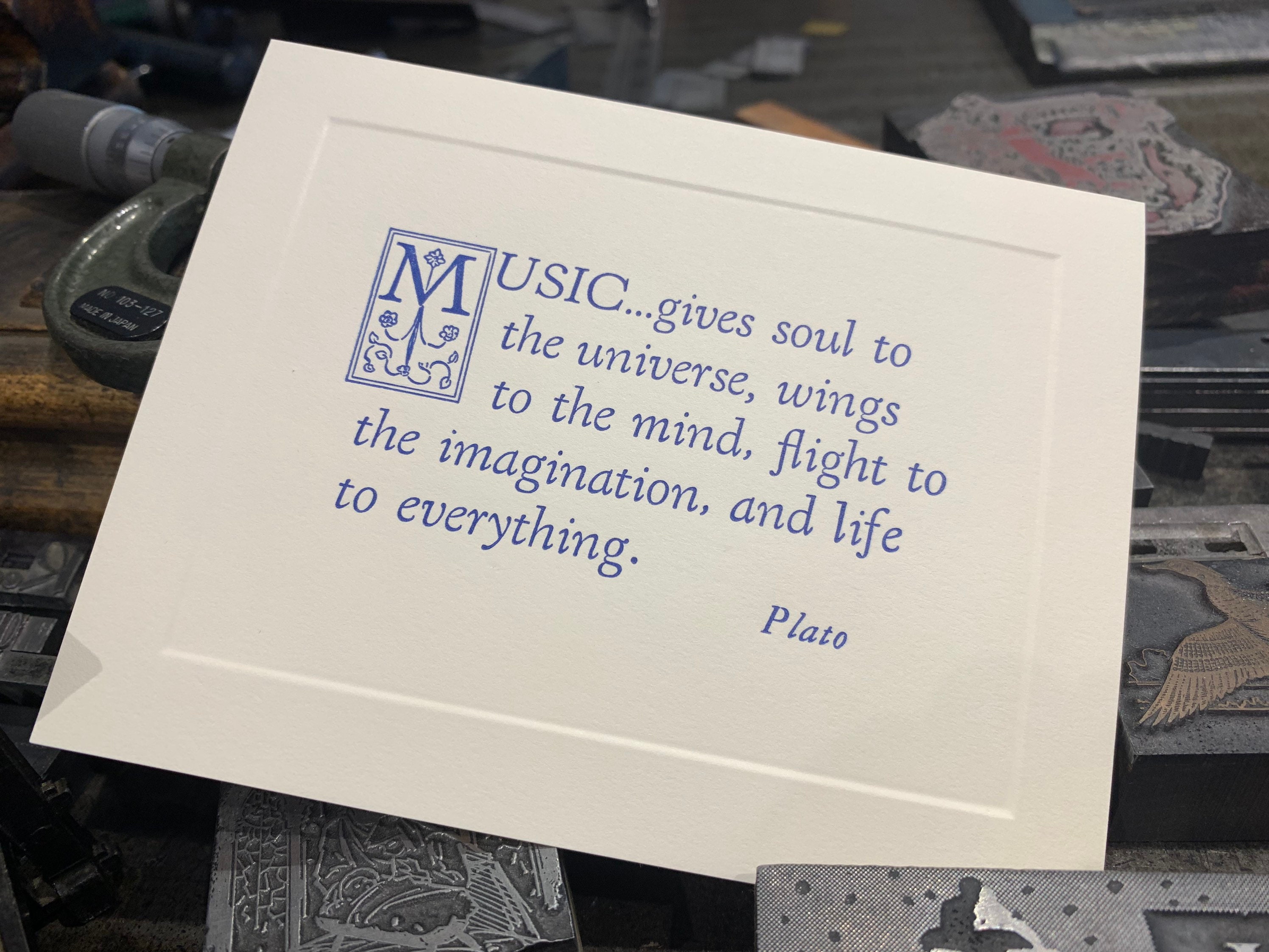Ten Letterpress Note Cards "music Quote" - Set of 10 Cards With ...