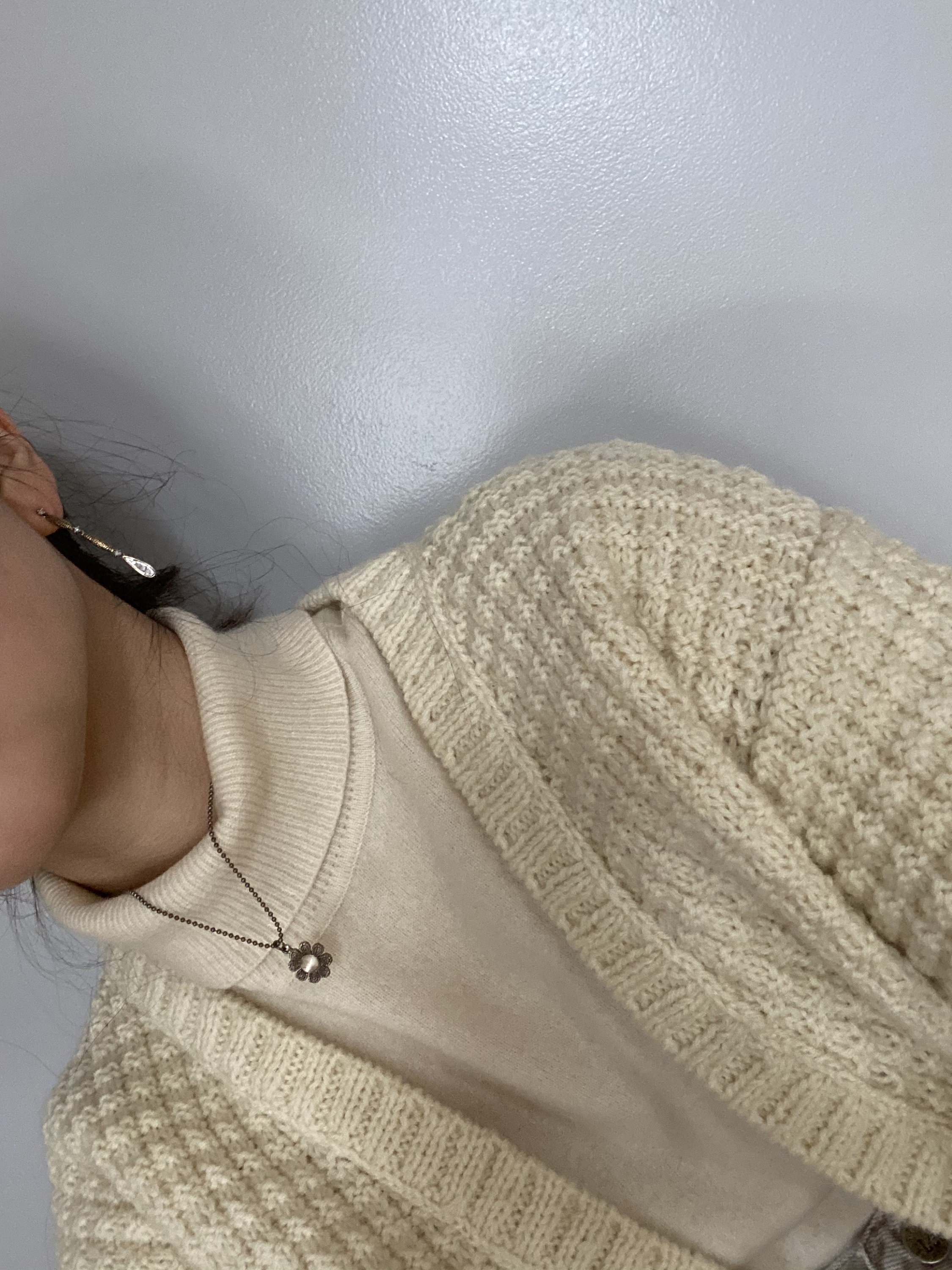 Handknit Women's White Wool Knit Cardigan With Matching Neutral Buttons ...