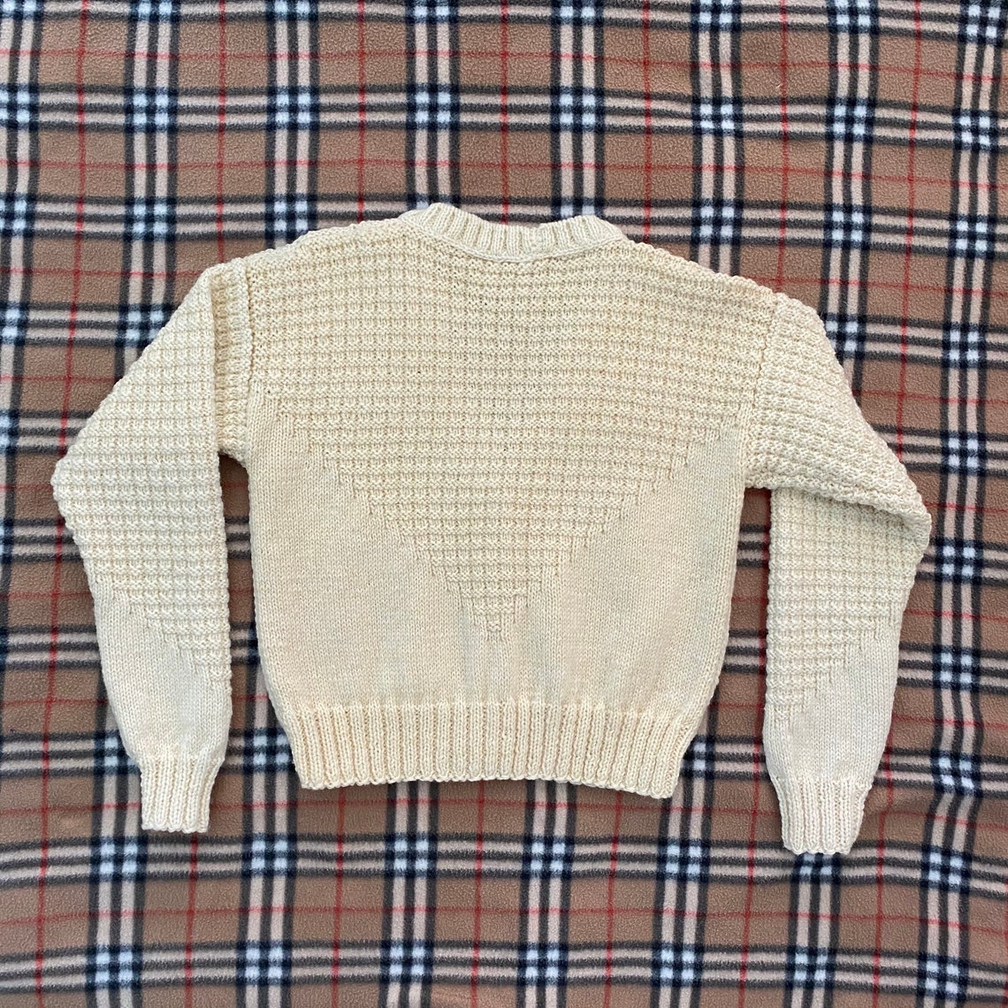 Handknit Women's White Wool Knit Cardigan With Matching Neutral Buttons ...