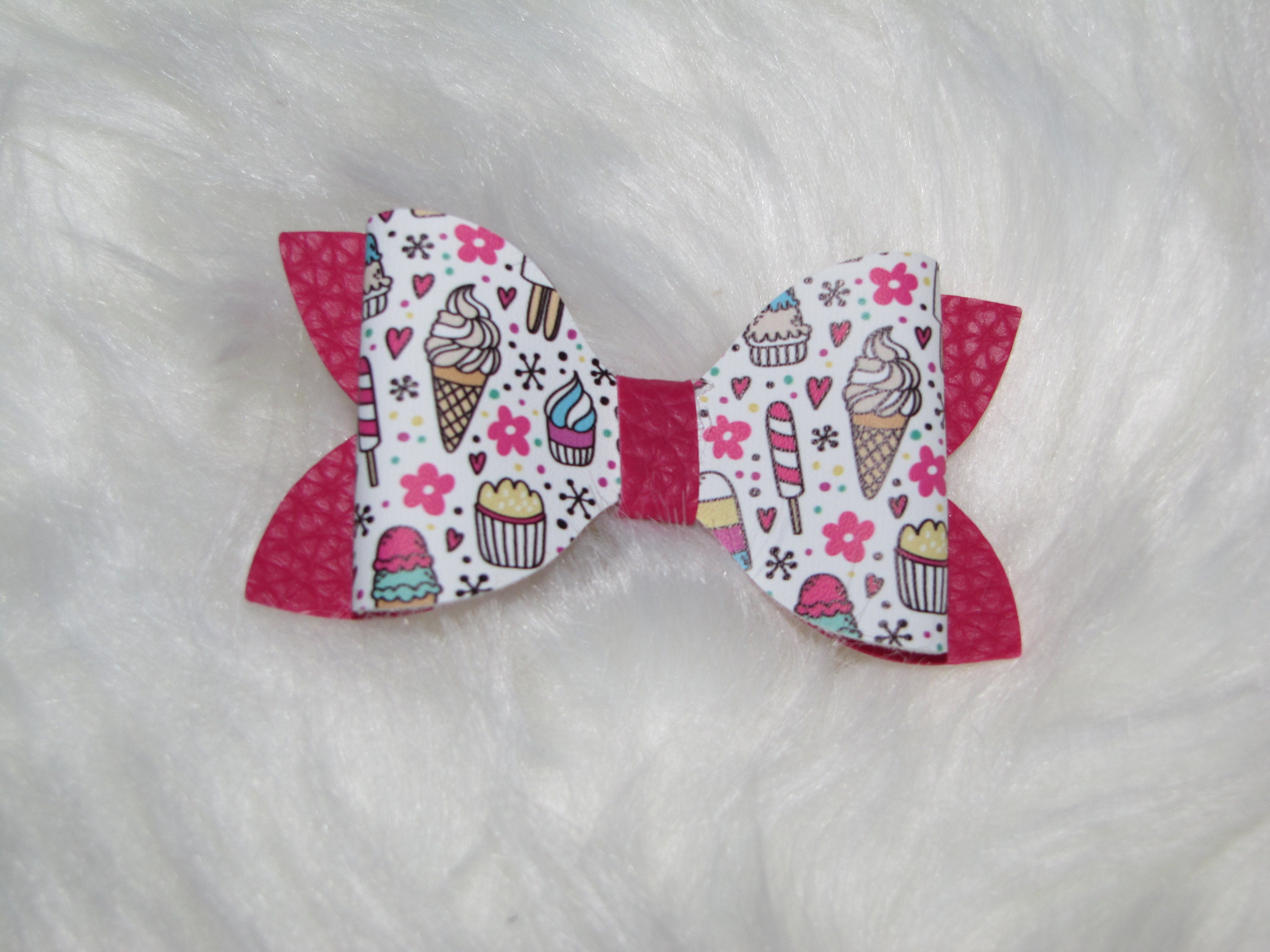 Ice Cream Pigtail Bows Popsicle Hair Clip Set Faux Leather - Etsy