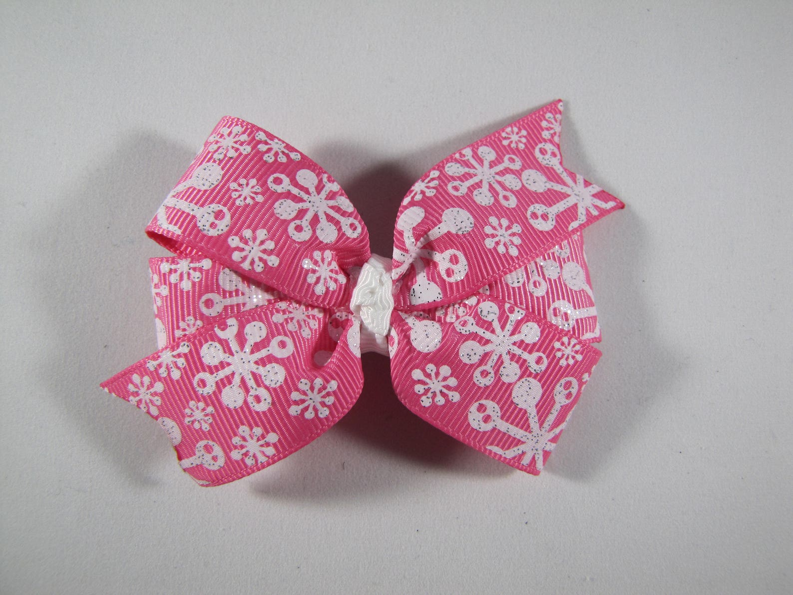 Snowman Pinwheel Bows Pink Snowflake Hair Bow Christmas Hair - Etsy