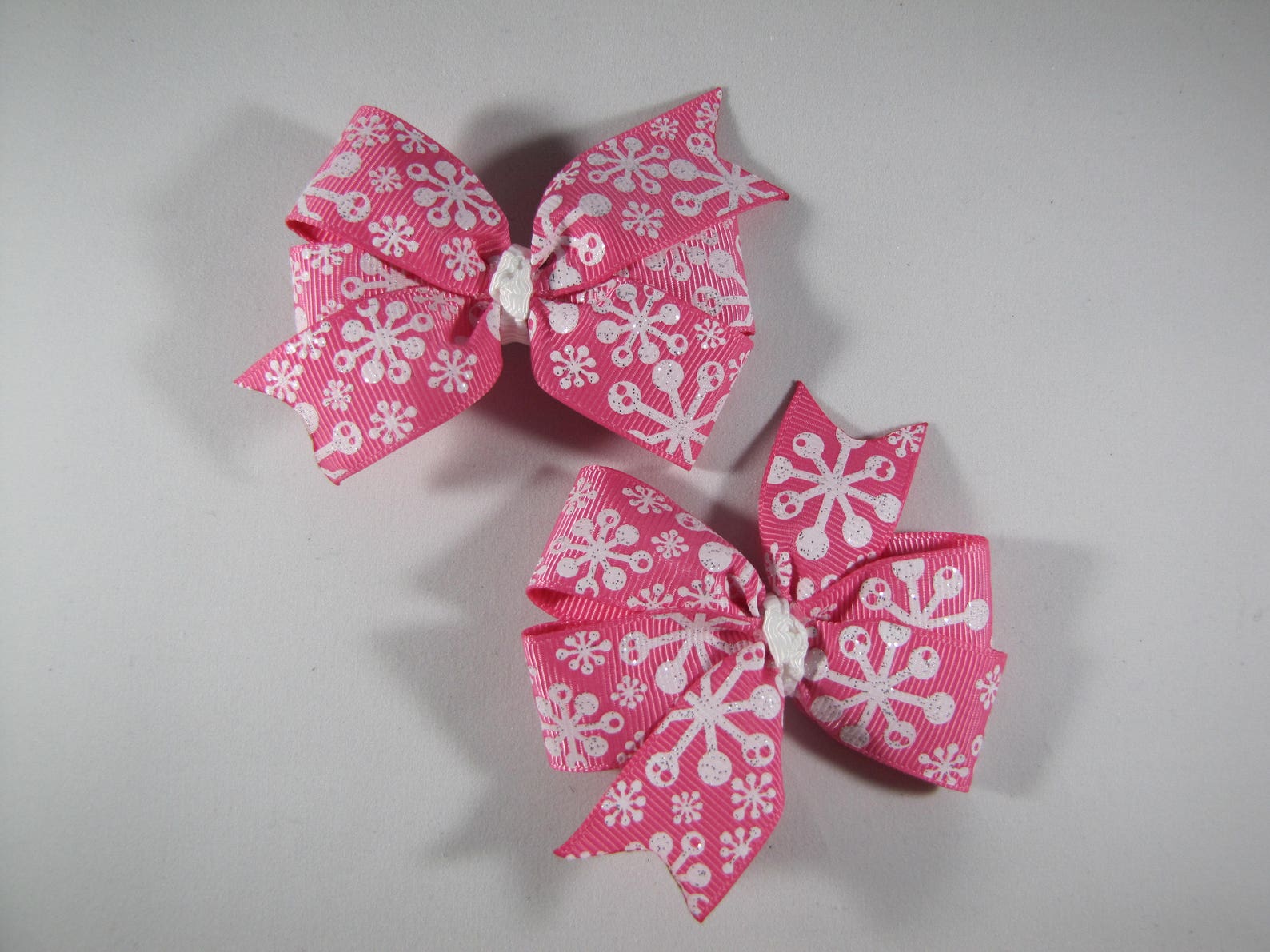 Snowman Pinwheel Bows Pink Snowflake Hair Bow Christmas Hair - Etsy