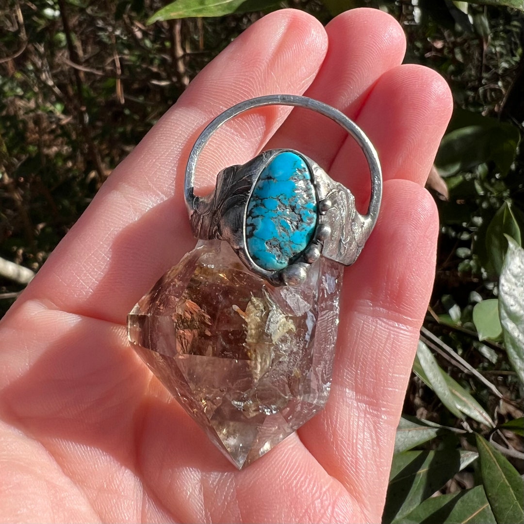 Lighthouse~ Turquoise and Smoky Scepter Quartz One of a Kind Talisman ...