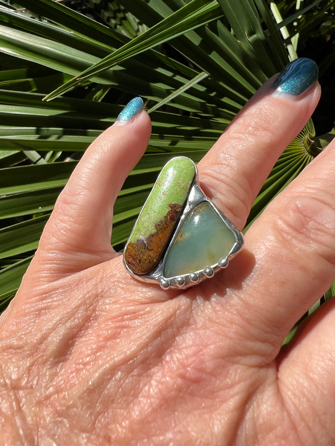 Synthesis Stunning Gaspeite and Peruvian Blue Opal One of a Kind ...