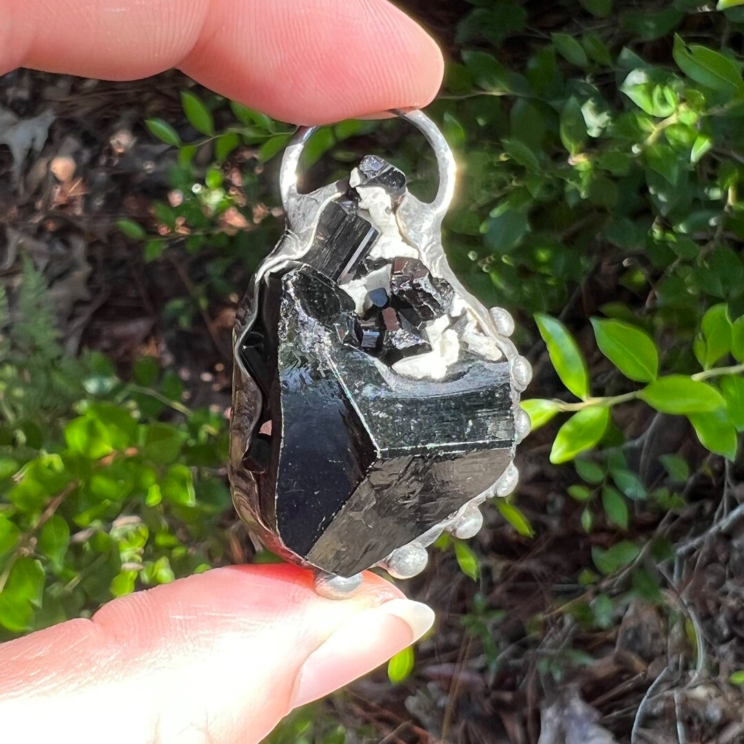 Black Tourmaline With Feldspar One of a Kind Gemstone Talisman - Etsy