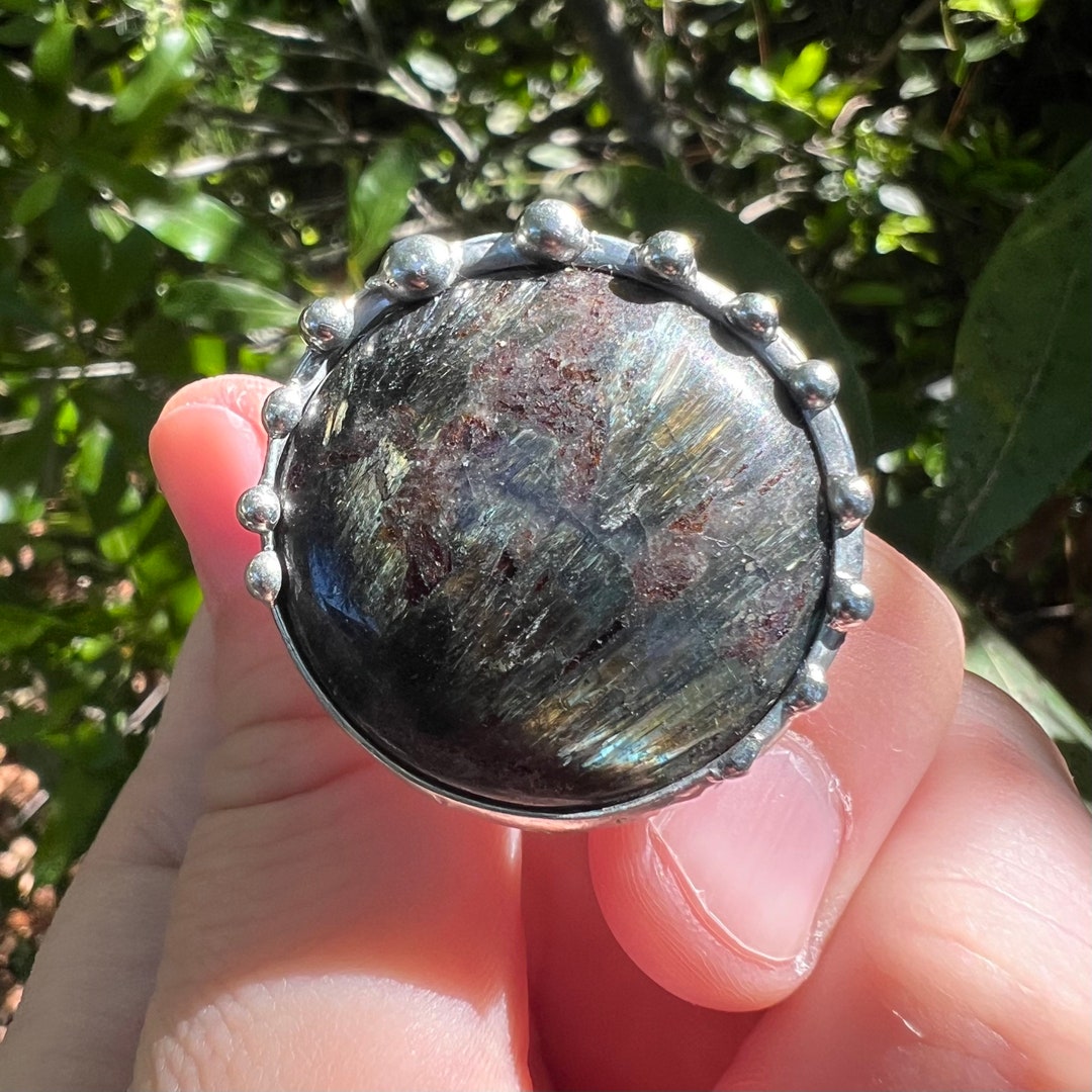 Starfire Gold-streaked Astrophyllite With Red Garnet One of a - Etsy