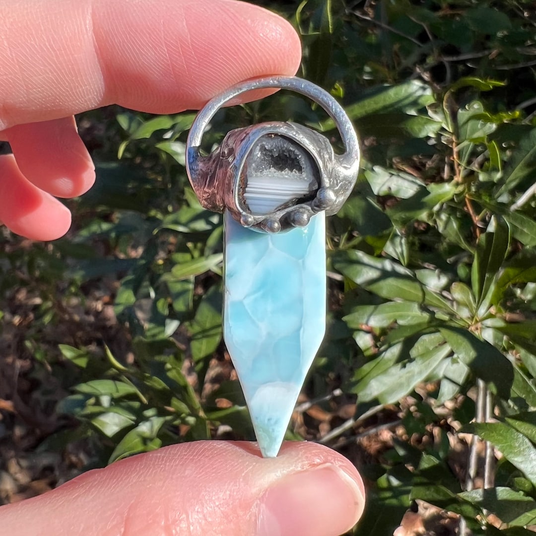 Mana~ Geode and Larimar One of a Kind Gemstone Talisman - Etsy