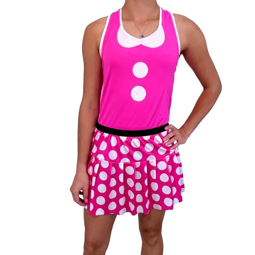 Pink Minnie Mouse Running Costume W/tank, Skirt W/optional Arm Sleeves ...