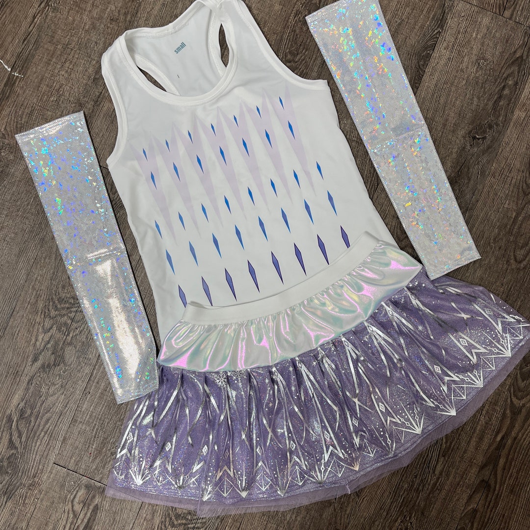 Frozen Elsa White Gown Running Costume, Racerback and Iridescent ...
