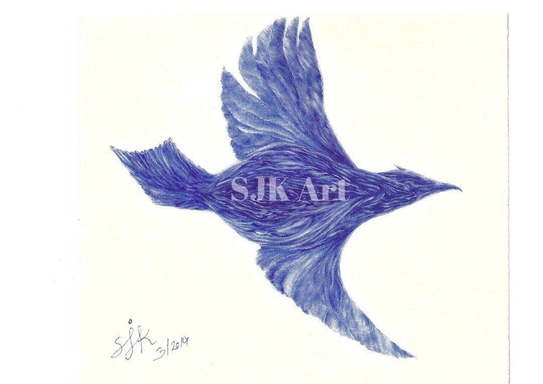 Copy of Pen Drawing , Shamanic Spirit Joy Bird , Intuitive Art - Etsy
