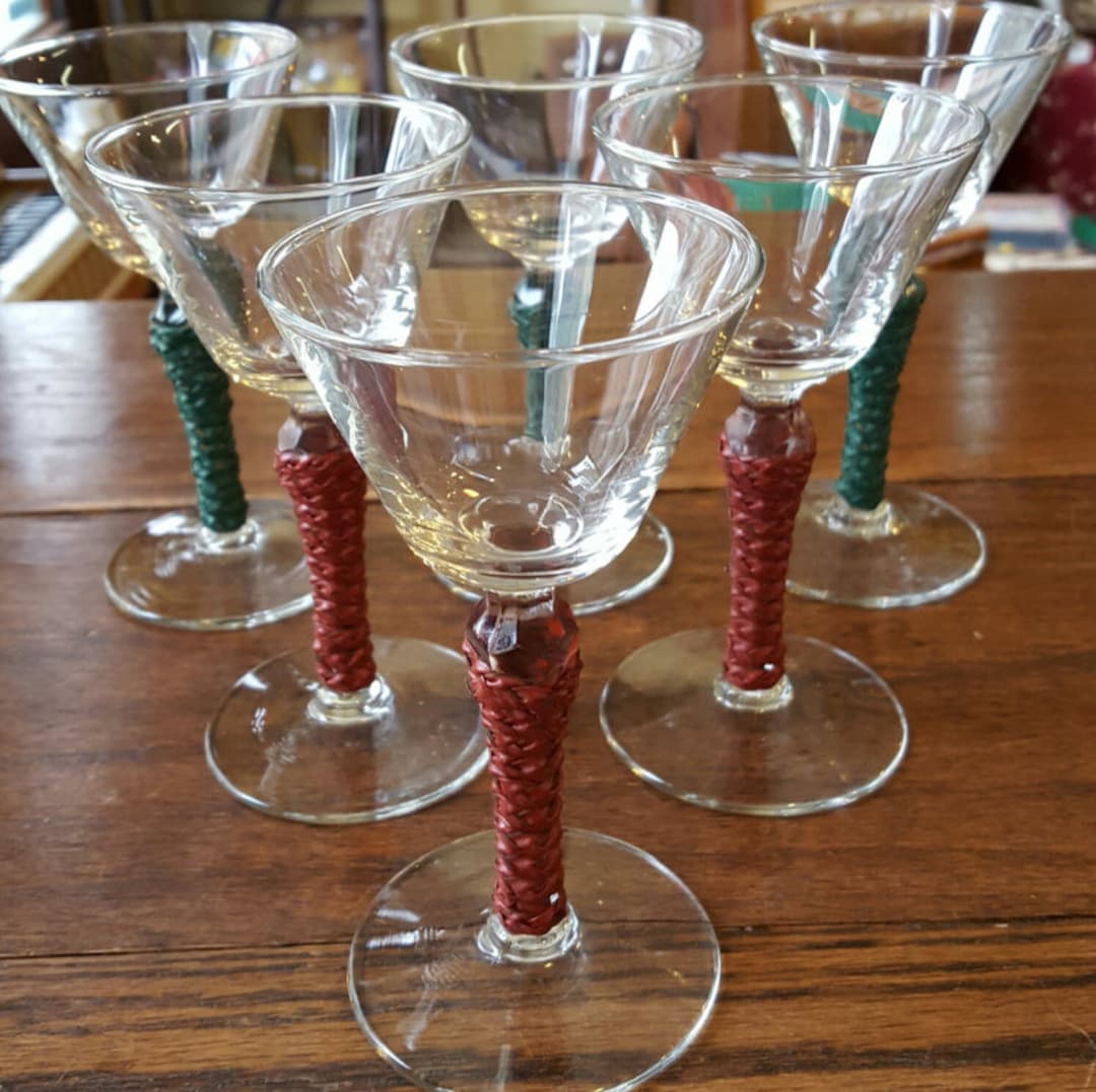 Red & Green Braided Leather Wrapped Wine Glasses - Etsy