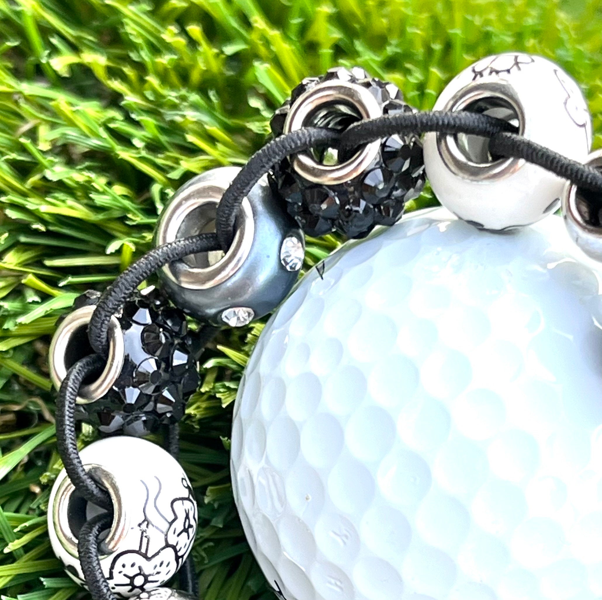 Golf Stroke Counter Bracelet: Black & White Beaded Golfing Jewelry ...