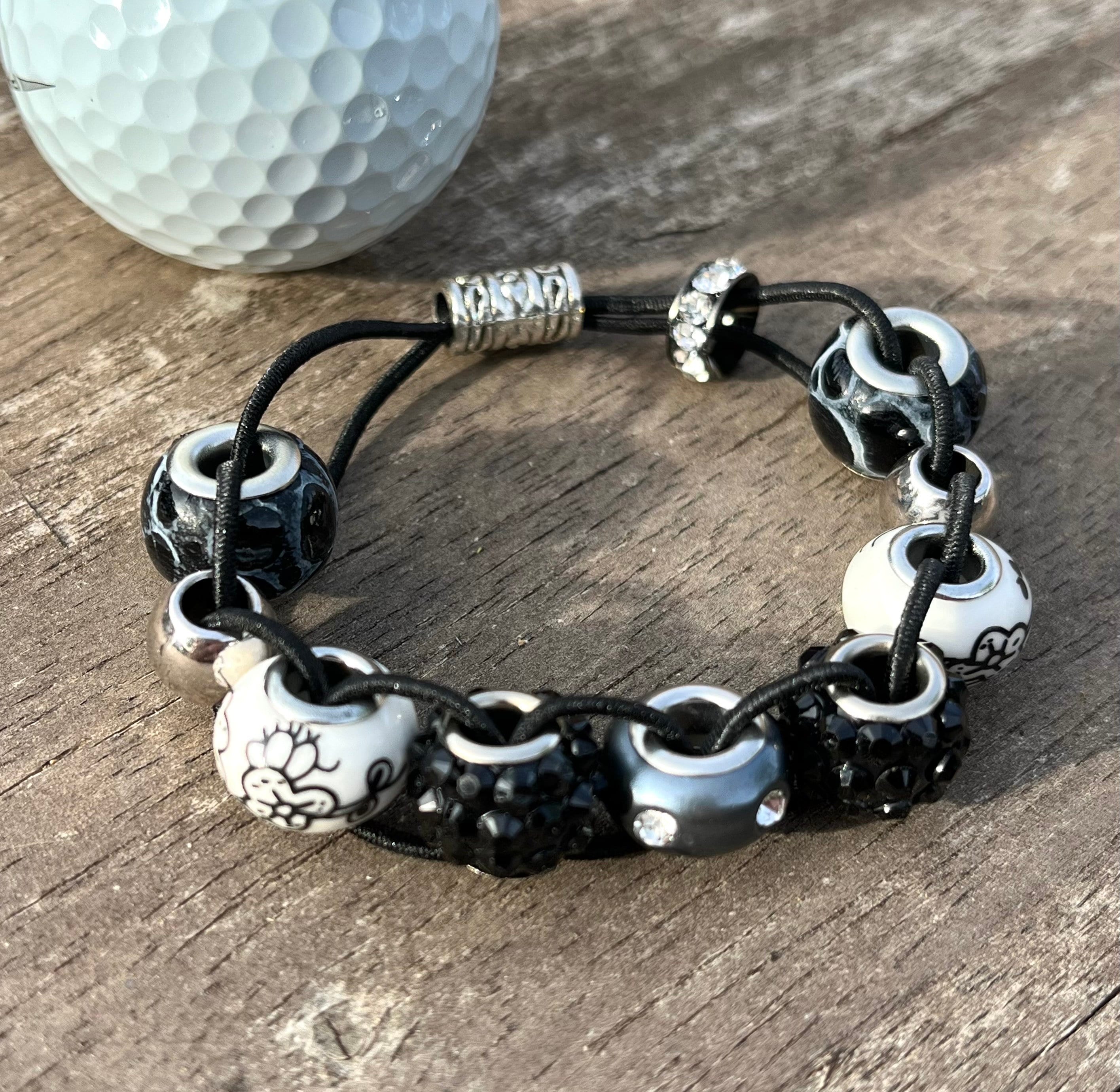 Golf Stroke Counter Bracelet: Black & White Beaded Golfing Jewelry ...