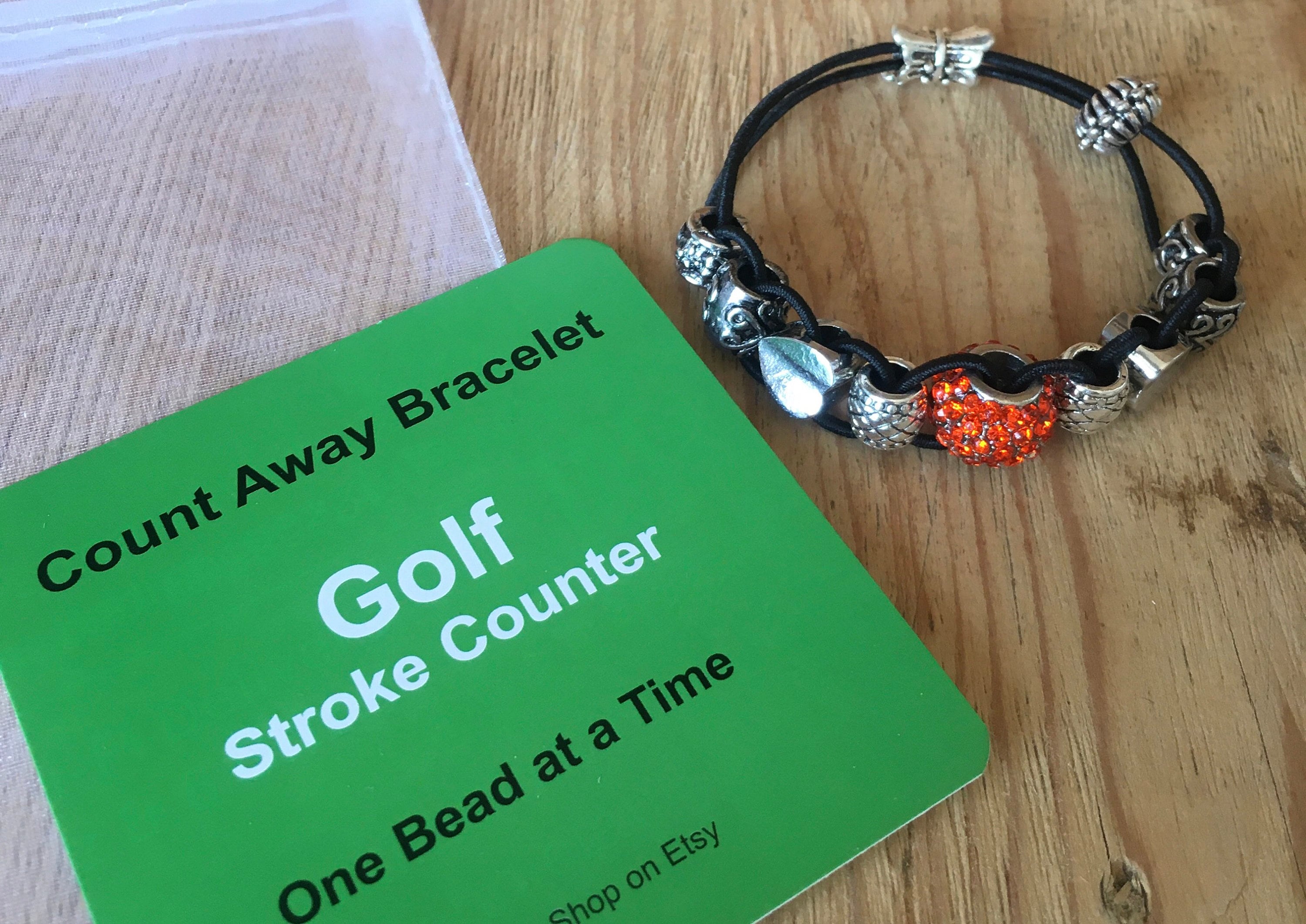 Golf Stroke Counter Bracelet: Silver Metal, Orange Tee Bead - Etsy