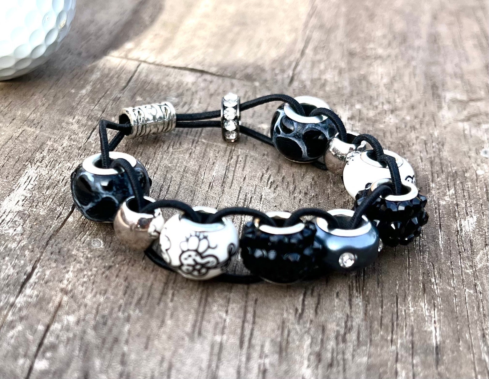 Golf Stroke Counter Bracelet: Black & White Beaded Golfing Jewelry ...