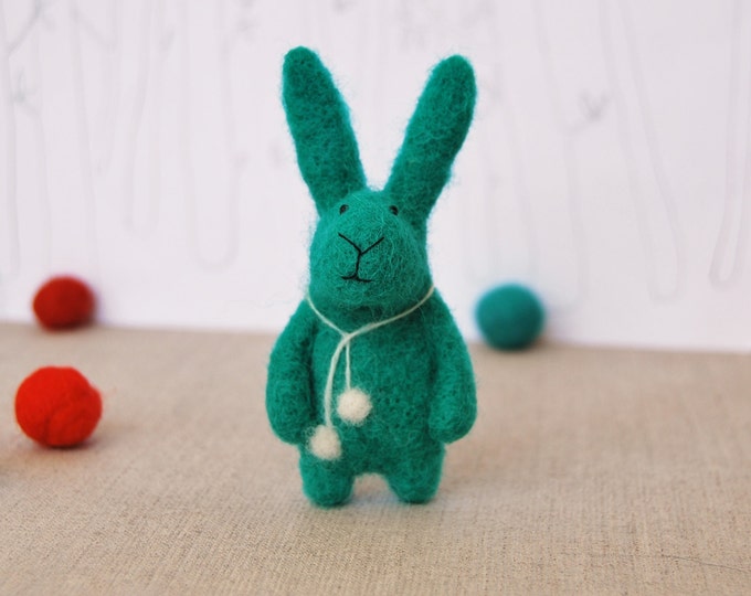 Felted Animal Emerald Green Bunny Brooch Needle Felted - Etsy