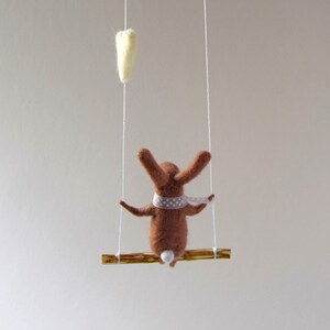 Bunny on Swing, Felted Animal, Felted Bunny, Bunny Mobile,baby Crib ...