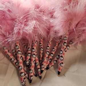 Feather Pen Pink Kitty - Etsy