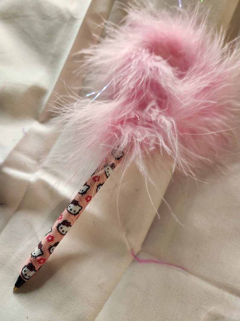 Feather Pen Pink Kitty - Etsy