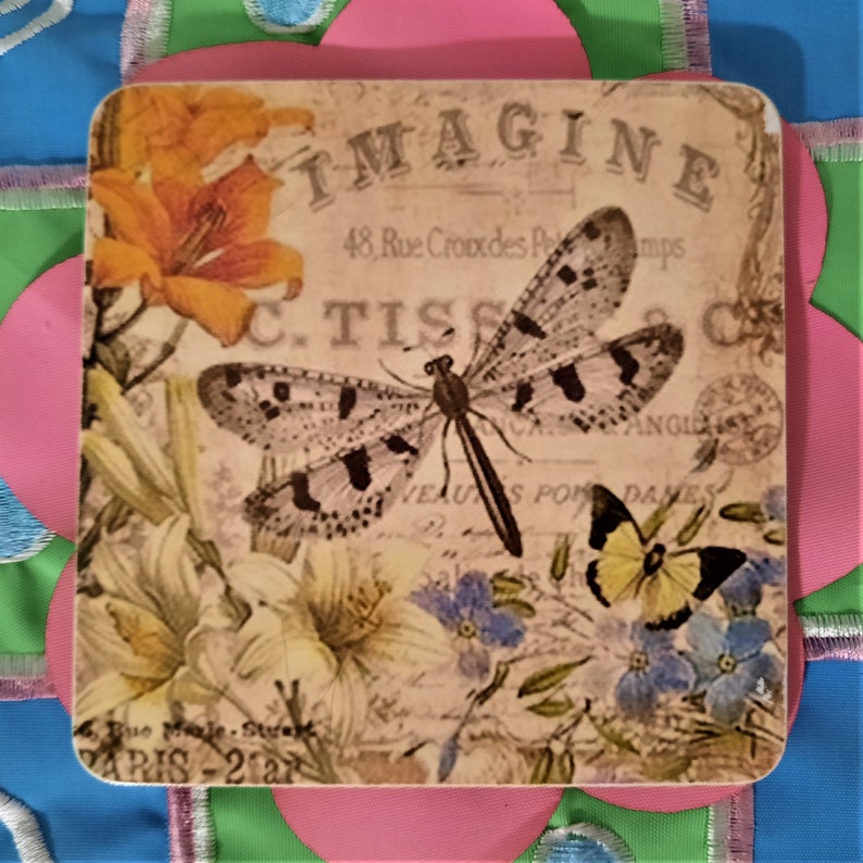 Set of Four Beautiful Dragonfly Wooden Coasters 4 Square - Etsy