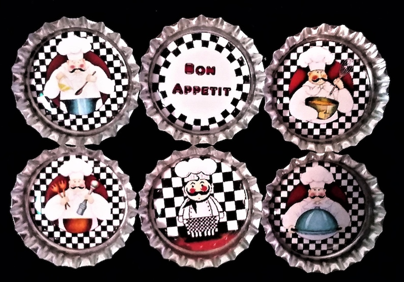 Six Fat Chefs Bon Appetit Images in 1" Silver Bottle Caps Magnets - Etsy