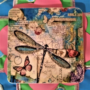 Set of Four Beautiful Dragonfly Wooden Coasters 4 Square - Etsy