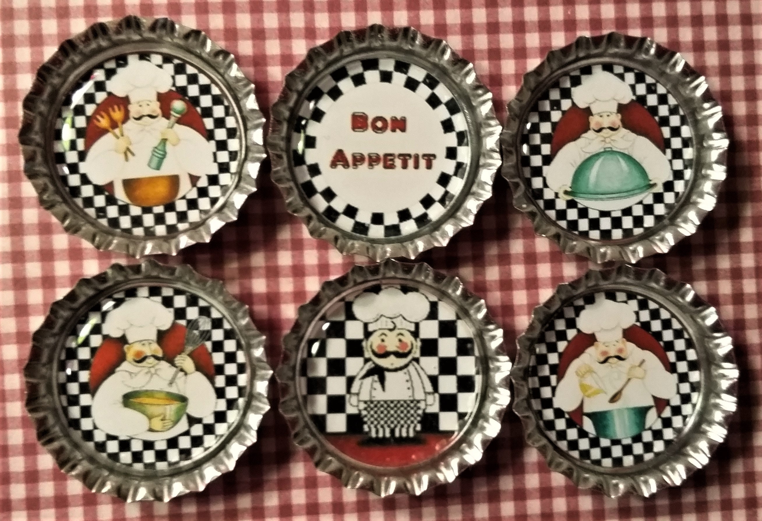 Six Fat Chefs Bon Appetit Images in 1 Silver Bottle Caps | Etsy