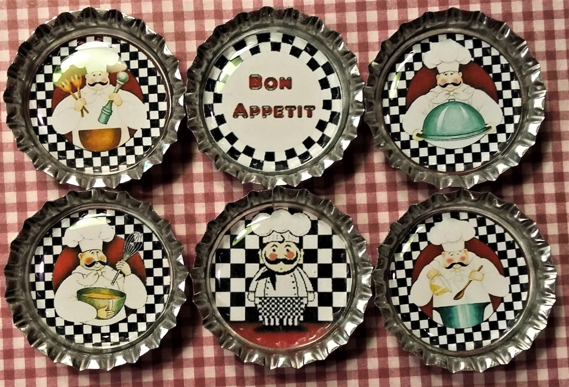 Six Fat Chefs Bon Appetit Images in 1 Silver Bottle Caps | Etsy
