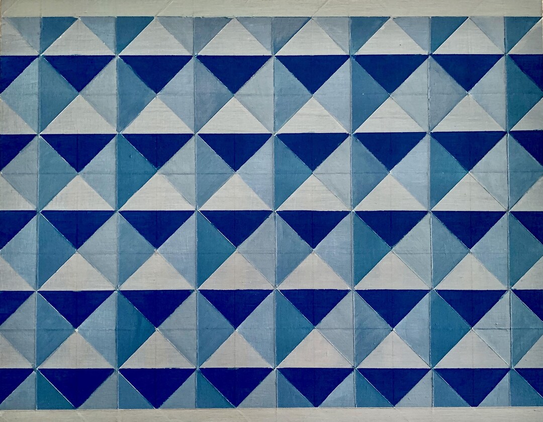 Geo Blues & Grays, Original Art by John Sayward, 11" X 14" Acrylic on ...