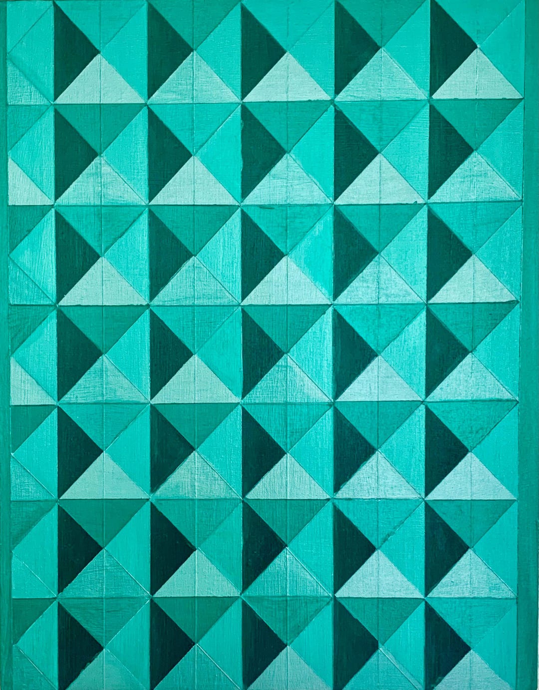 Geo Greens, Original Art by John Sayward, 11 X 14 Acrylic on Wood Panel ...