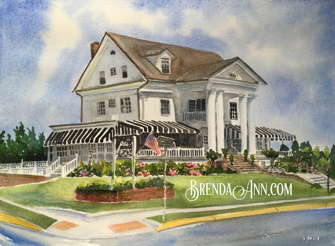 Cape May NJ Watercolor Print of Peter Shields Inn & Restaurant in New ...