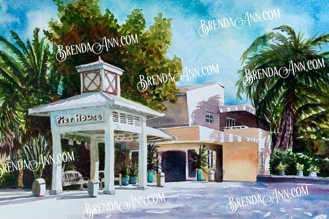Key West FLA Watercolor Wall Art Print of Pier House Florida Keys ...
