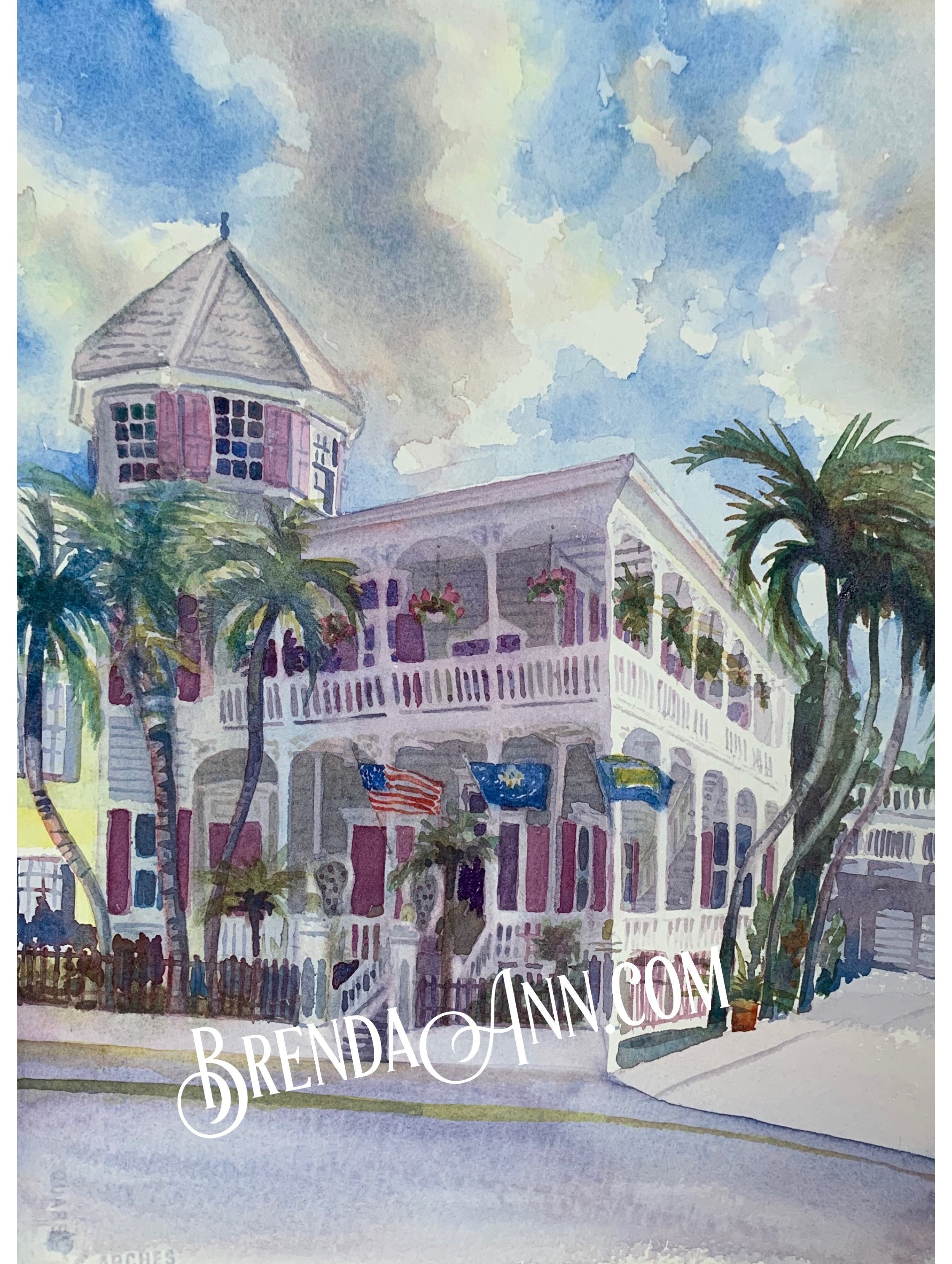 Key West Watercolor Wall Art Print of Artist House FLA - Etsy