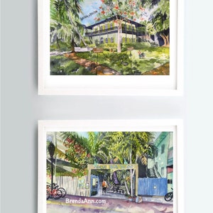 Key West Wall Art of Hemingway Home & Museum Watercolor Print Coastal ...