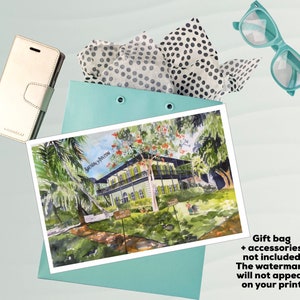 Key West Wall Art of Hemingway Home & Museum Watercolor Print Coastal ...