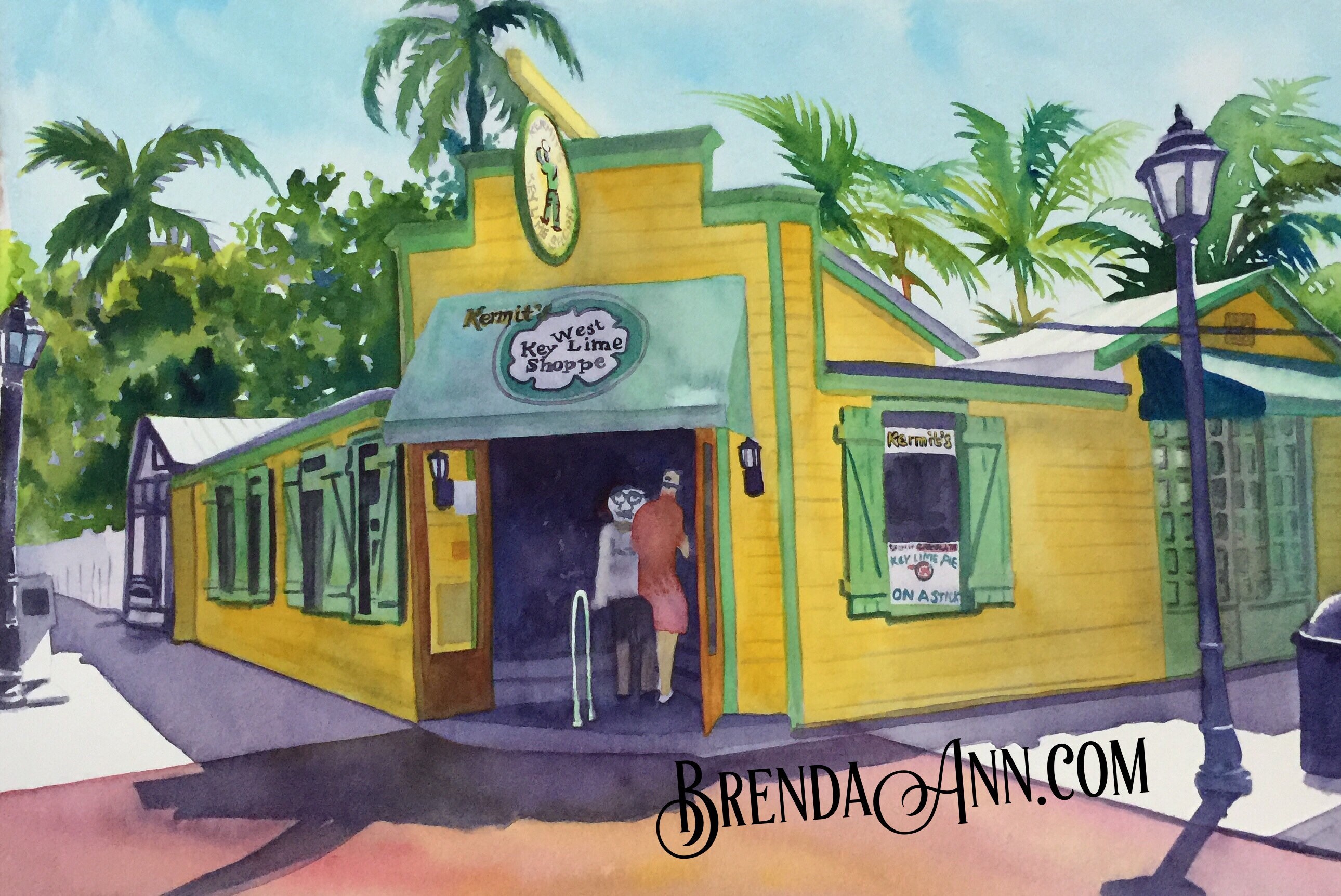 Key West FLA Watercolor Wall Art Print: Kermit's Key West Lime Shoppe ...