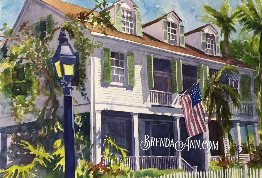 Key West Wall Art: Watercolor Print of Audubon House - Florida Keys ...